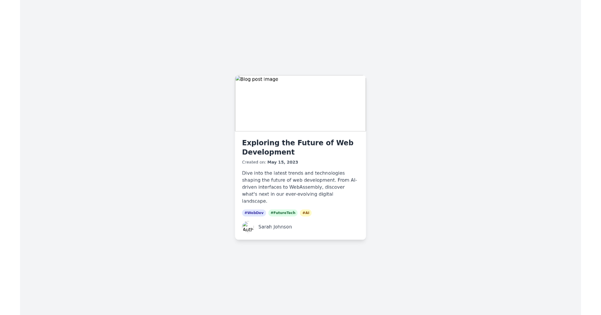 Interactive Blog Card - Free Html, Tailwind Component