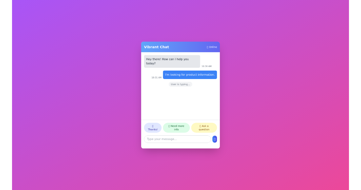 Vibrant Chat Component - Free Html, Tailwind Component