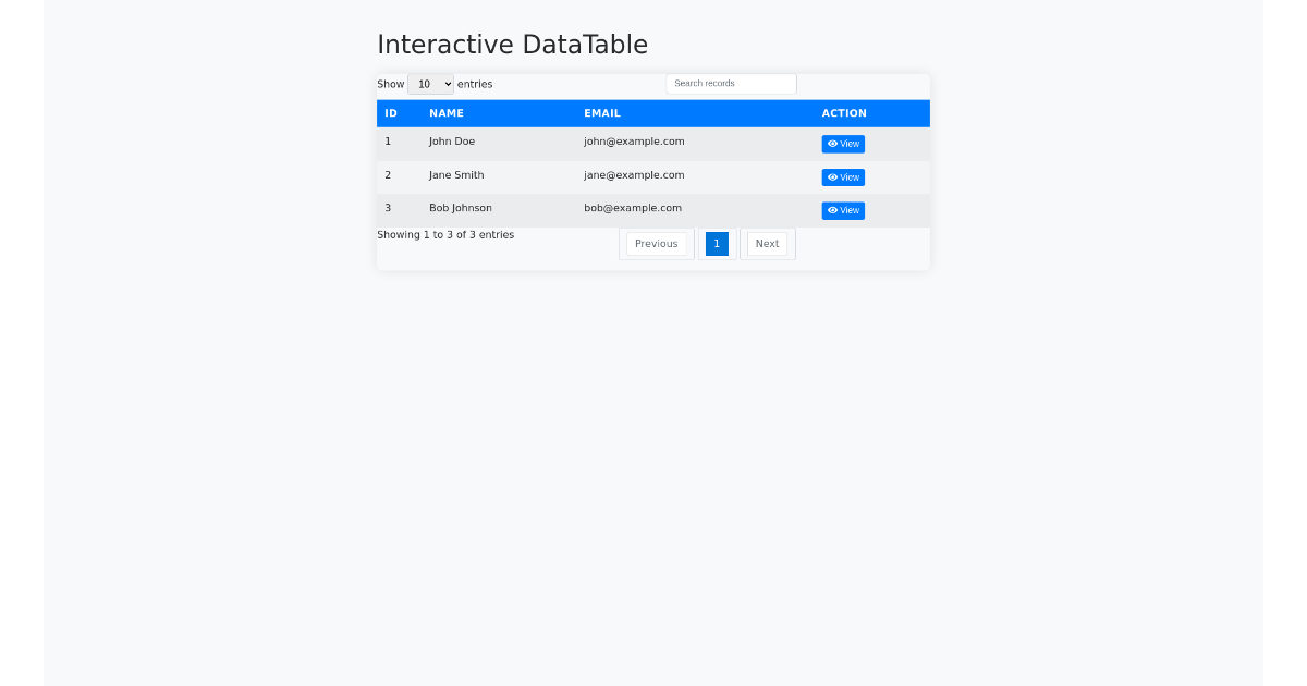 Interactive Data Table Component - Free Html, Bootstrap Component