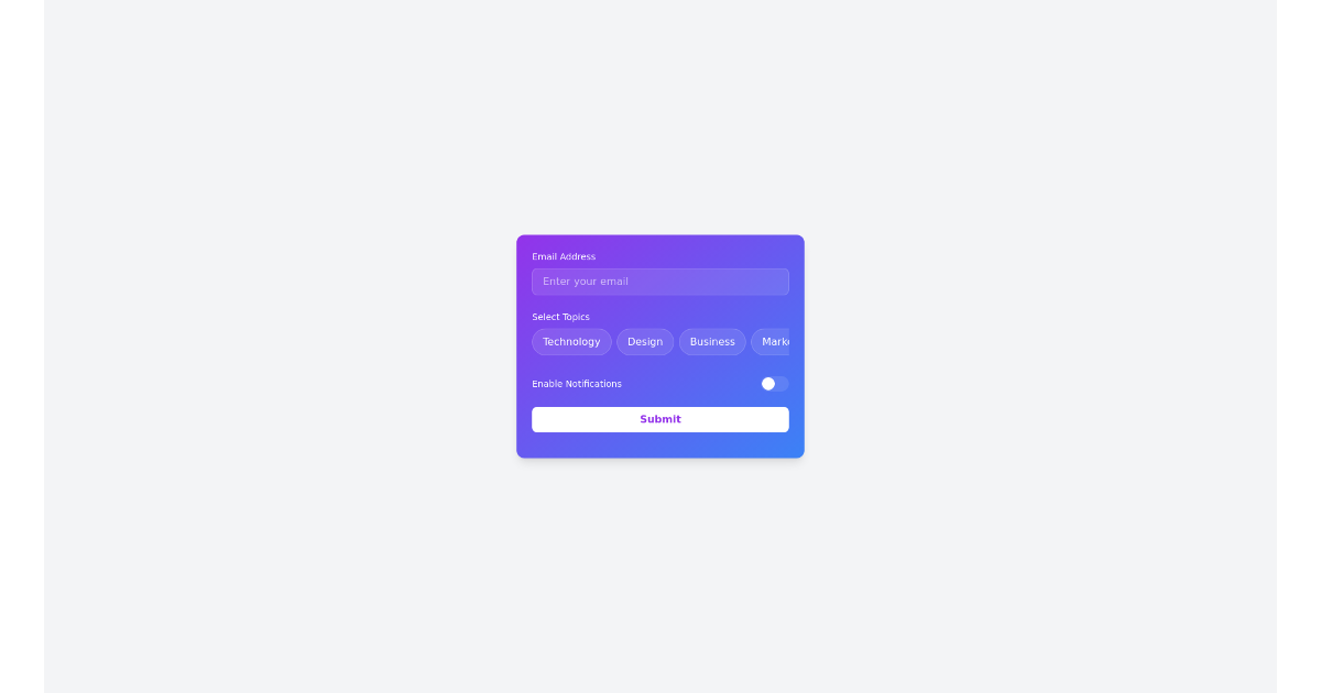 Gradient Interactive Form - Free Html, Tailwind Component