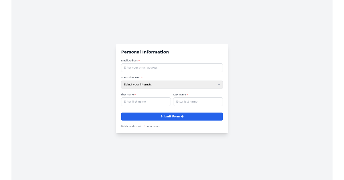 Interactive Registration Form - Free Html, Tailwind Component