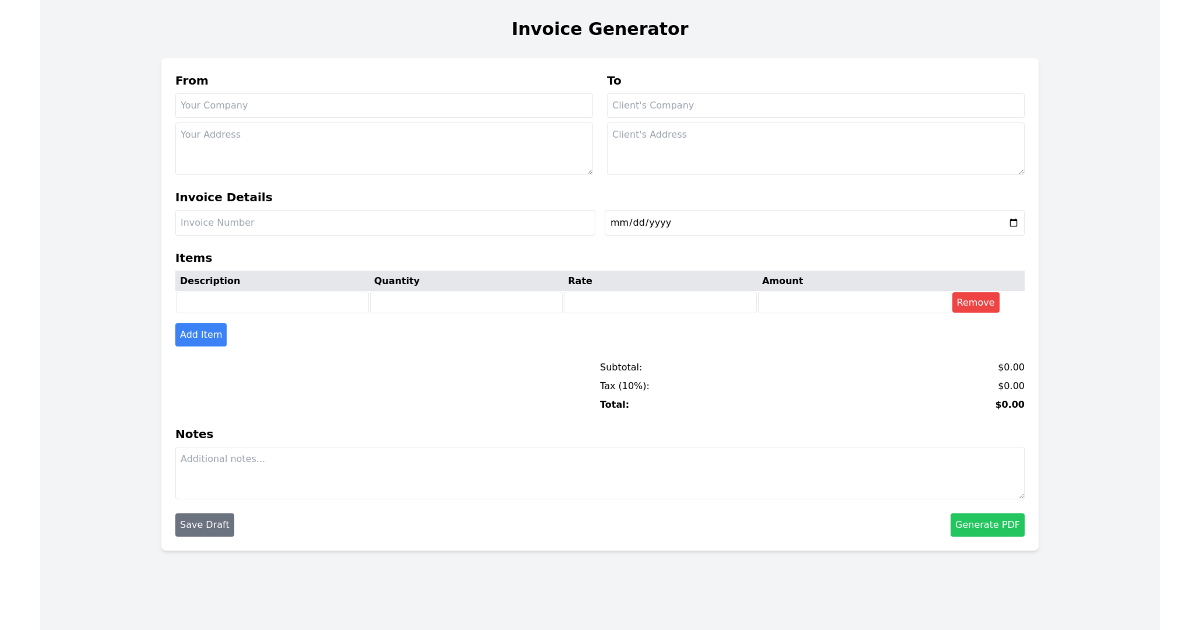 Invoice Generator - Free Html, Tailwind Component