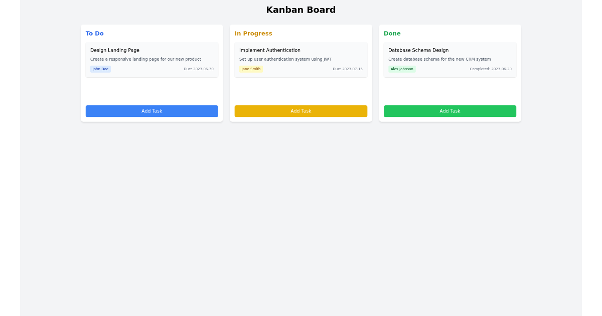 Kanban Board Component - Free Html, Tailwind Component