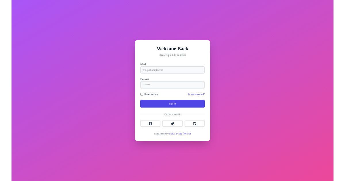 Elegant Login Component - Free Html, Tailwind Component
