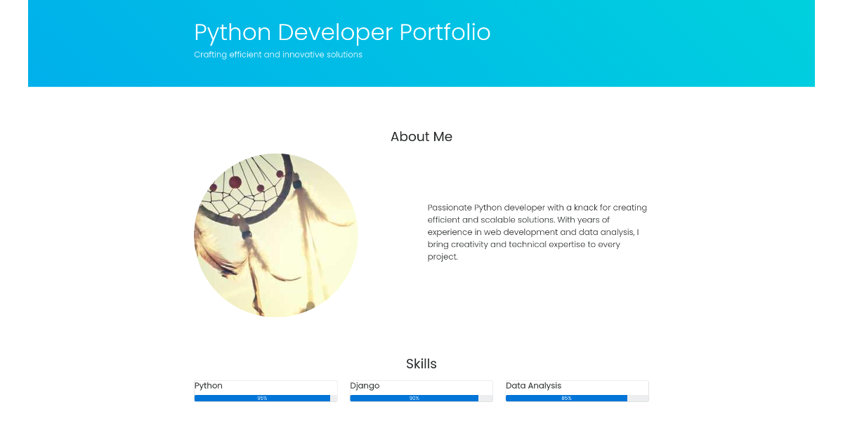 Python Portfolio Showcase - Free Html, Bootstrap Component