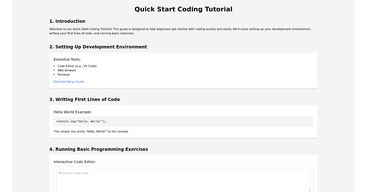 Quick Start Tutorial - Free Html, Tailwind Component