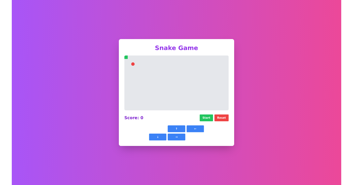 Classic Snake Game in HTML with Tailwind