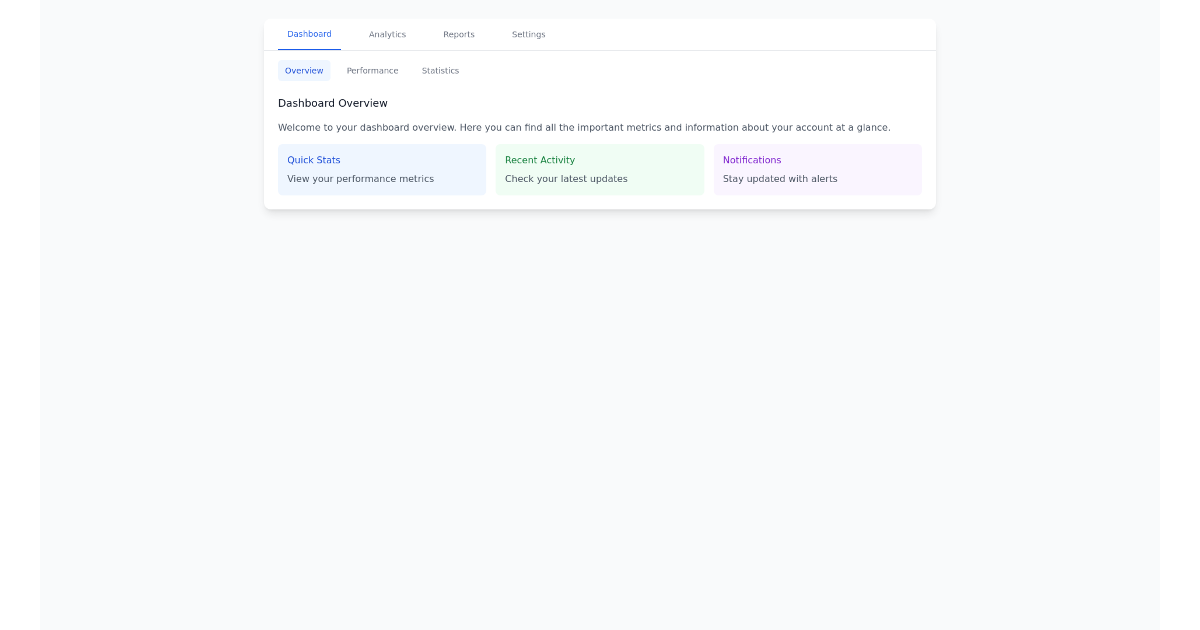 Nested Tab Navigation - Free Html, Tailwind Component