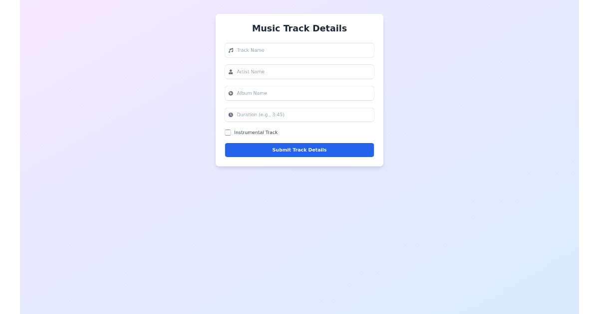 Music Form - Free React, Tailwind Component