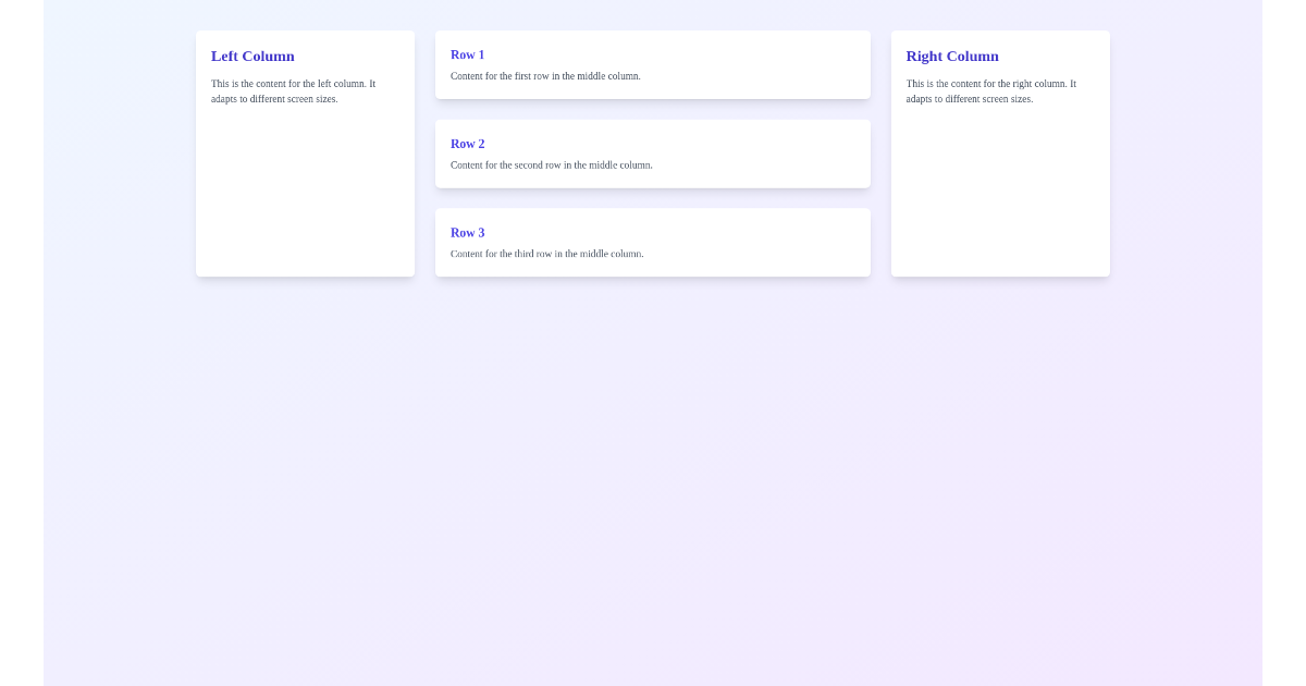 Responsive Three- Column Layout - Free Html, Tailwind Component