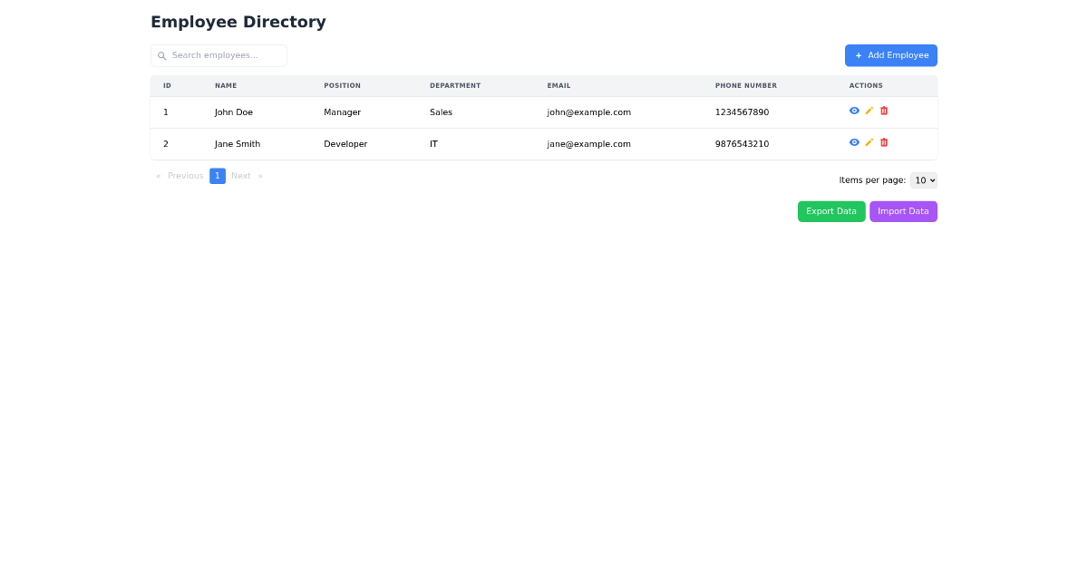 Employee Directory - Free Angular, Tailwind Component