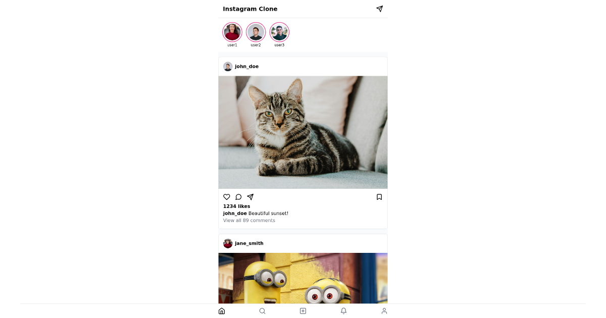 Instagram Clone - Free React, Tailwind Component