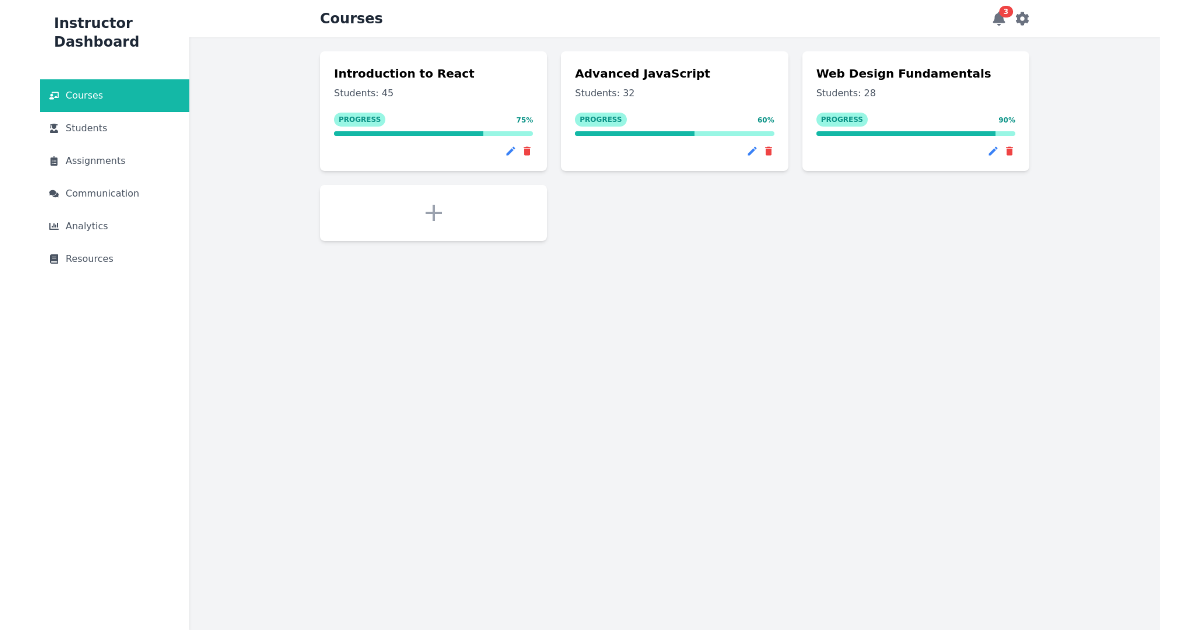 Instructor Dashboard - Free React, Tailwind Component