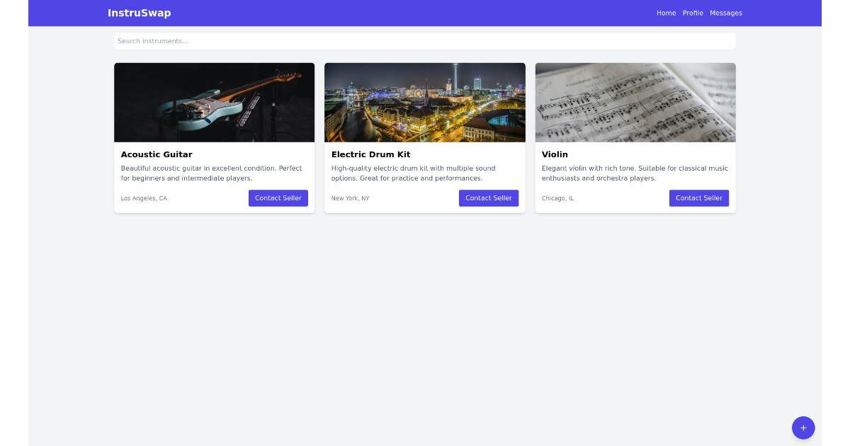 Musical Instrument Exchange - Free Html, Tailwind Component