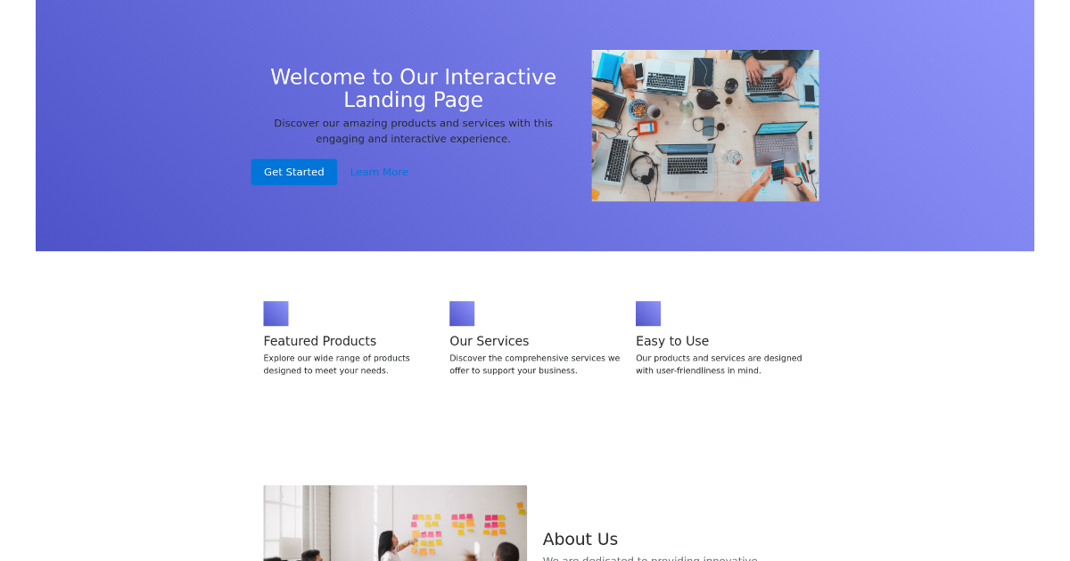 Interactive Landing Page - Free Html, Bootstrap Component