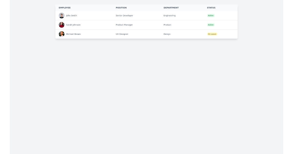 Interactive Data Table - Free Html, Tailwind Component