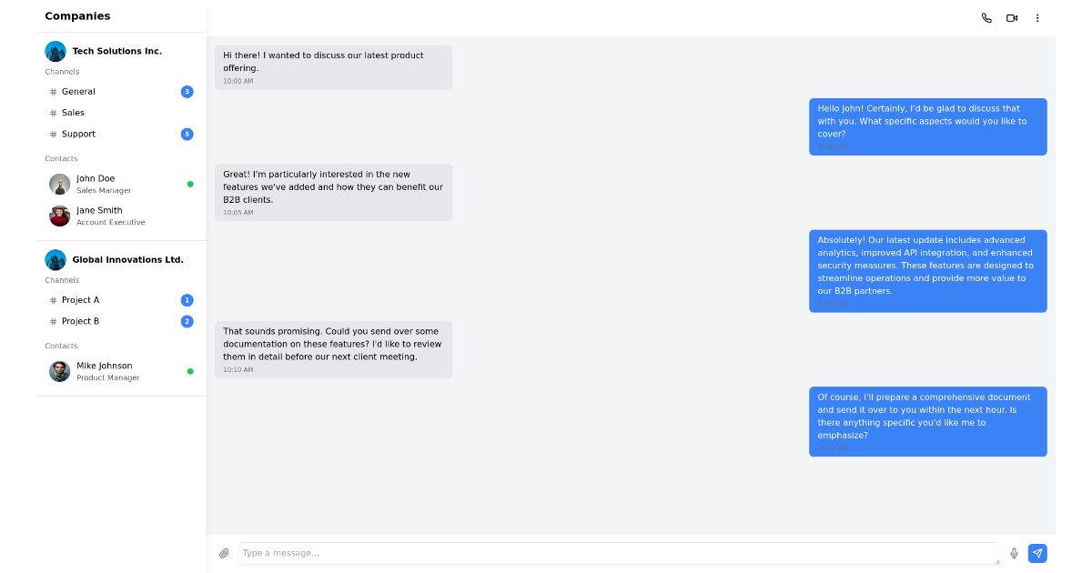React Internal Chat Channel Component | Tailwind UI Library