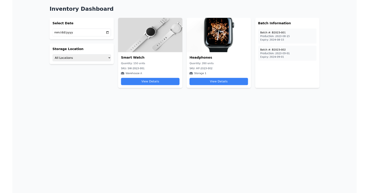 Inventory Management Dashboard - Free Html, Tailwind Component
