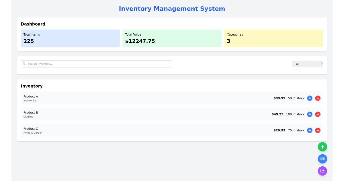 Inventory Management System - Free React, Tailwind Component