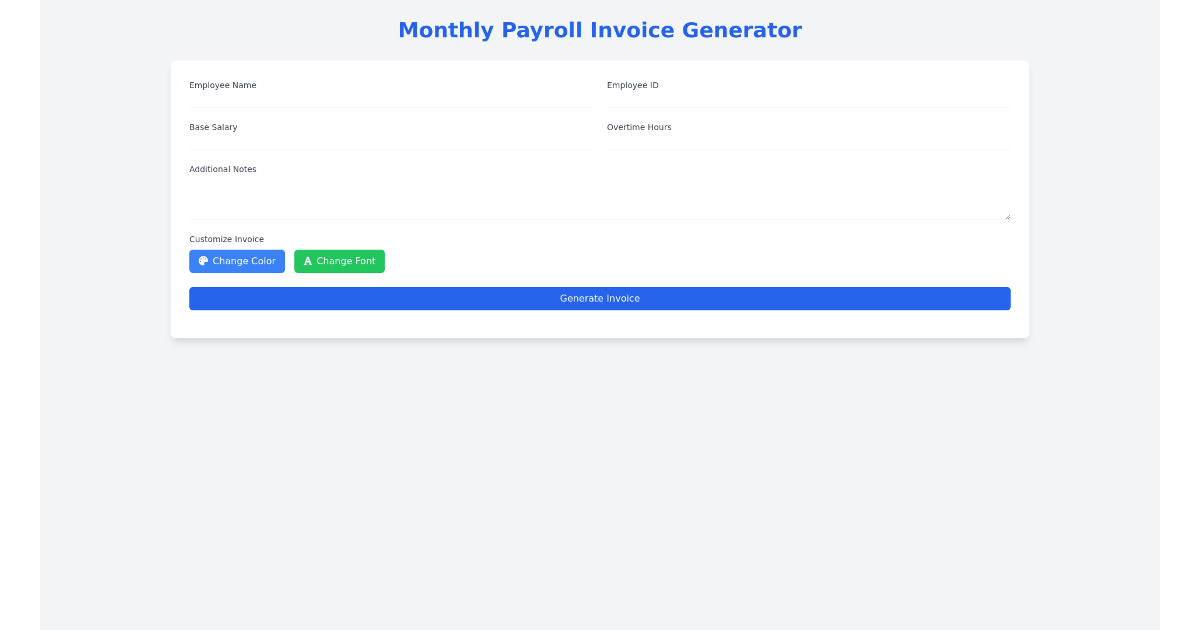 Payroll Invoice Generator for Employees | Tailwind UI