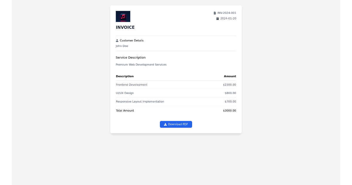 Invoice Generator - Free React, Tailwind Component