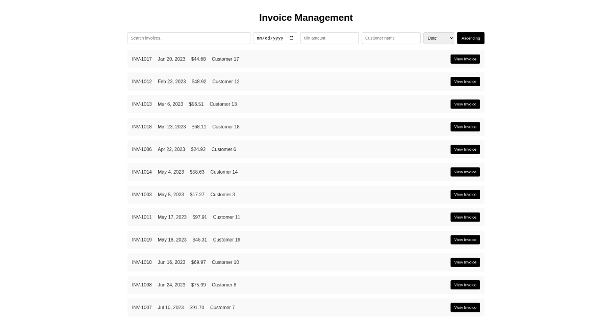 Invoice Manager Component - Free Angular, Css Component