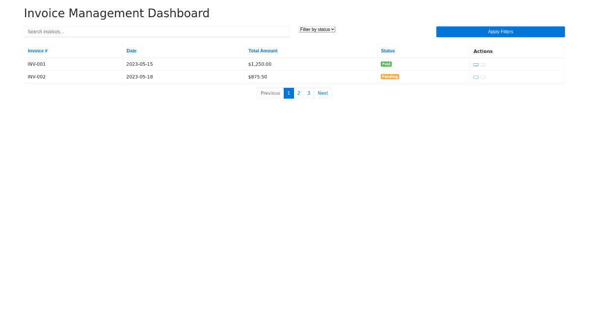 Invoice Management Dashboard - Free Html, Bootstrap Component