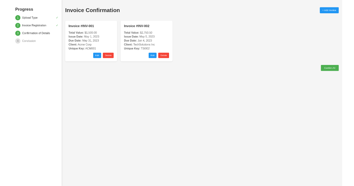 Invoice Registration Component - Free Angular, Css Component
