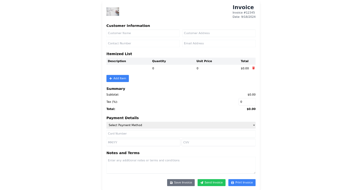 Invoice - Free React, Tailwind Component