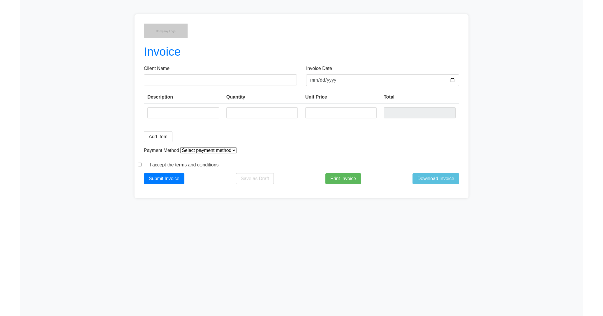 Professional Invoice Template - Free Html, Bootstrap Component