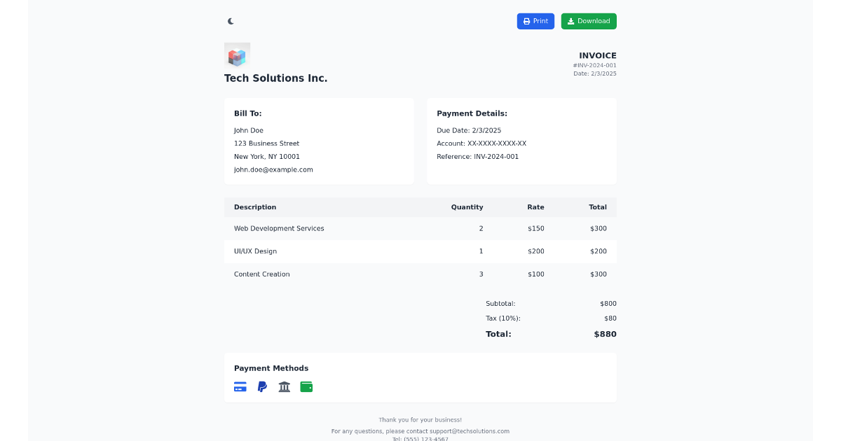 Create a Clean and Professional Invoice Template with Tailwind CSS