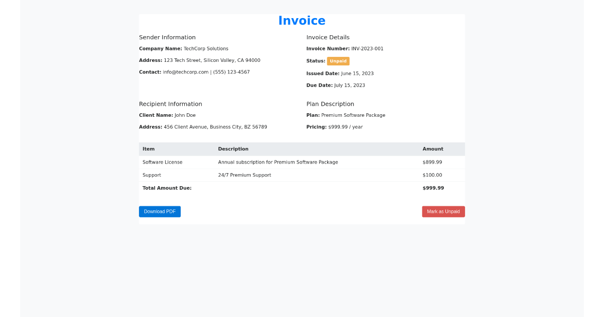 Comprehensive Invoice Template - Free Html, Bootstrap Component