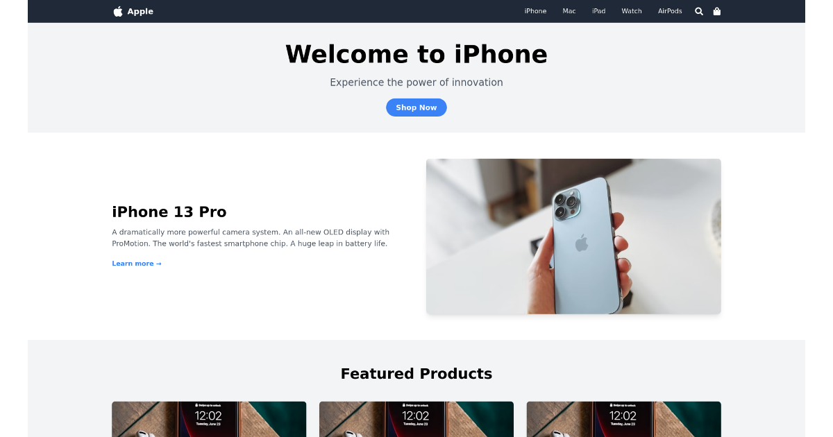 Responsive iPhone Landing Page with React & Tailwind CSS