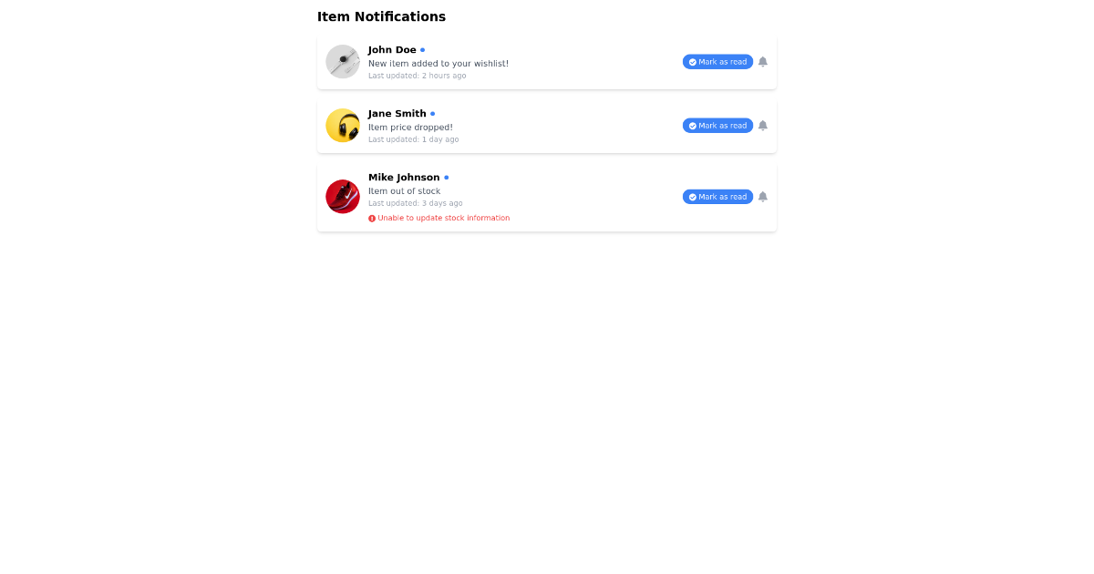 Item Notification - Free React, Tailwind Component