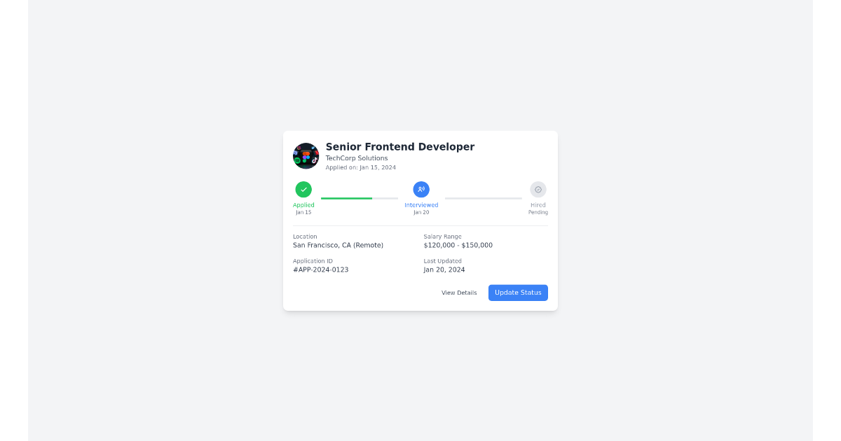 Job Tracker Card - Free Html, Tailwind Component