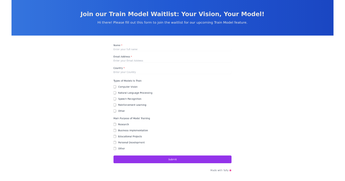 Waitlist Form - Free React, Tailwind Component