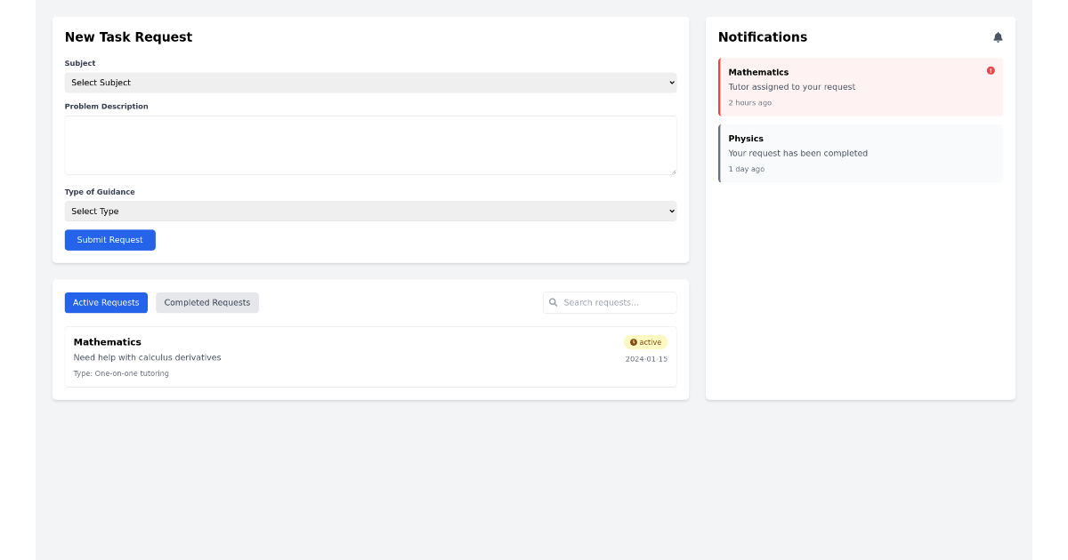 Junior Student Dashboard - Free React, Tailwind Component