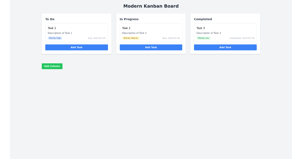 Modern Kanban Board - Free Html, Tailwind Component