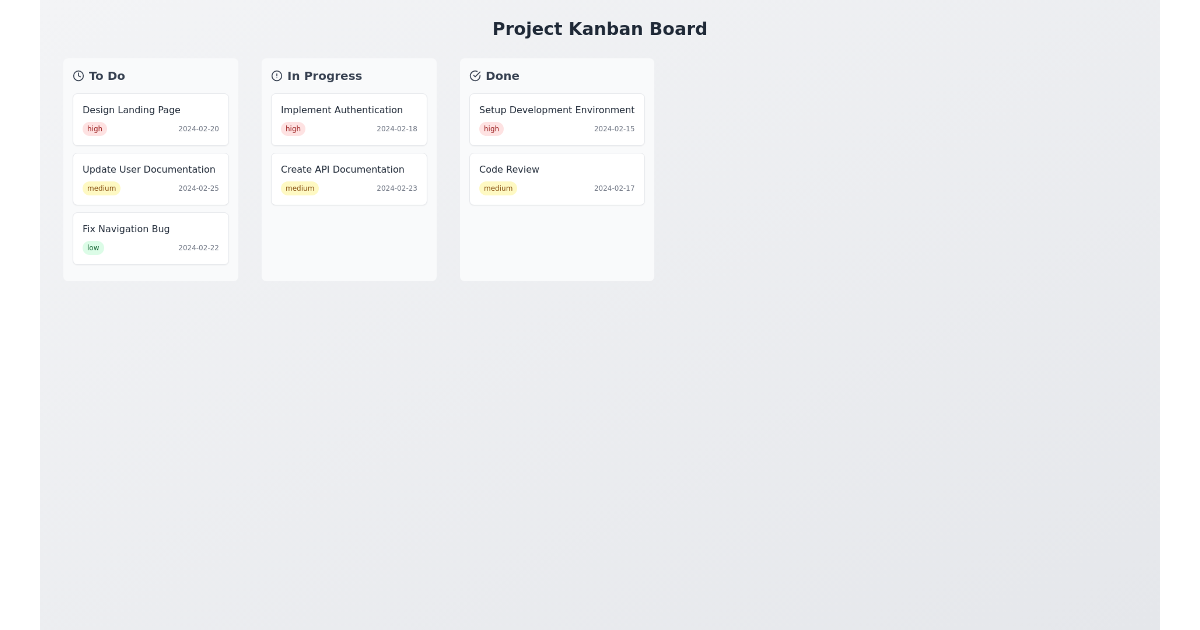 React Kanban Board with Drag-and-Drop & Color Coding | Tailwind UI
