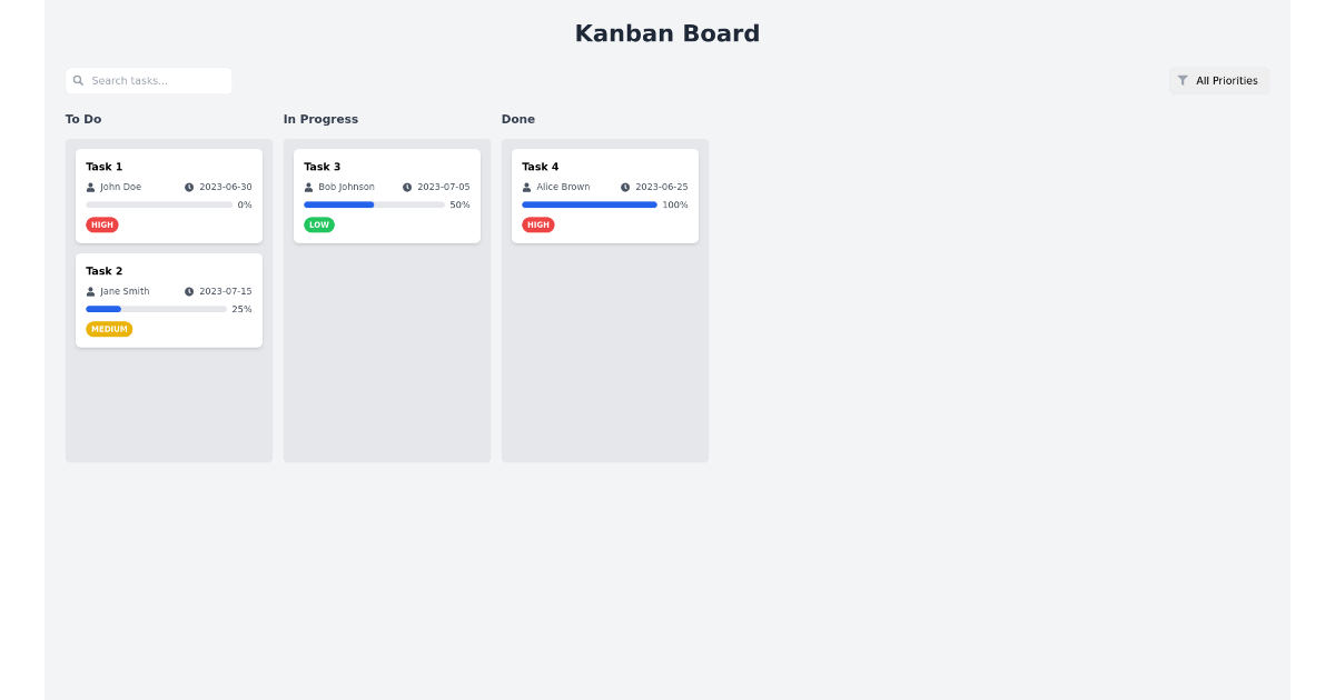 Kanban Board - Free React, Tailwind Component