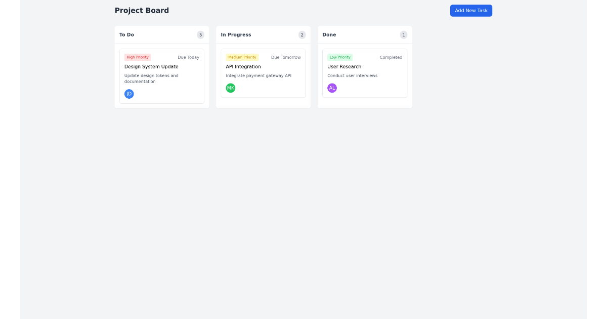 Kanban Board Component - Free Html, Tailwind Component
