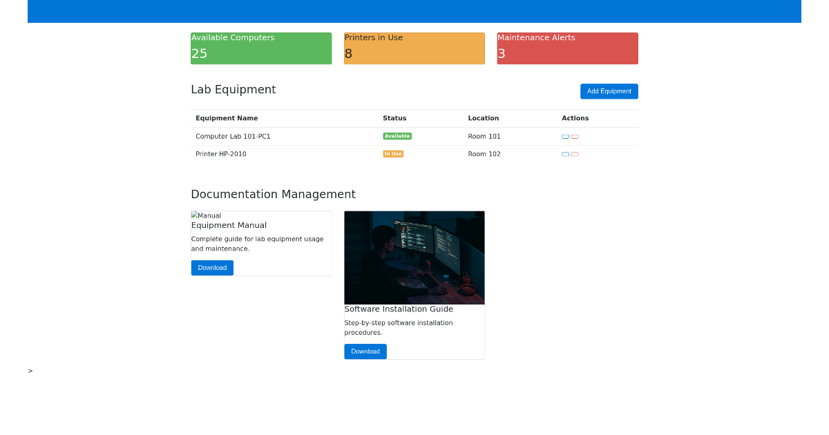 Lab Management Dashboard - Free Html, Bootstrap Component