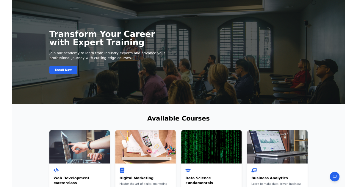 Academy Landing - Free React, Tailwind Component