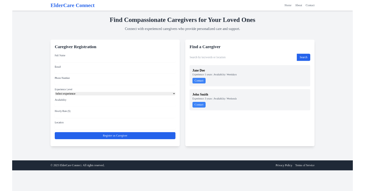 Care Connect Landing Page - Free Html, Tailwind Component