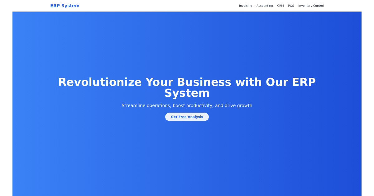 E R P Landing Page - Free Html, Tailwind Component
