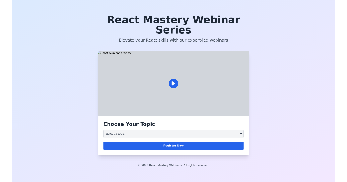 Webinar Landing Page - Free React, Tailwind Component