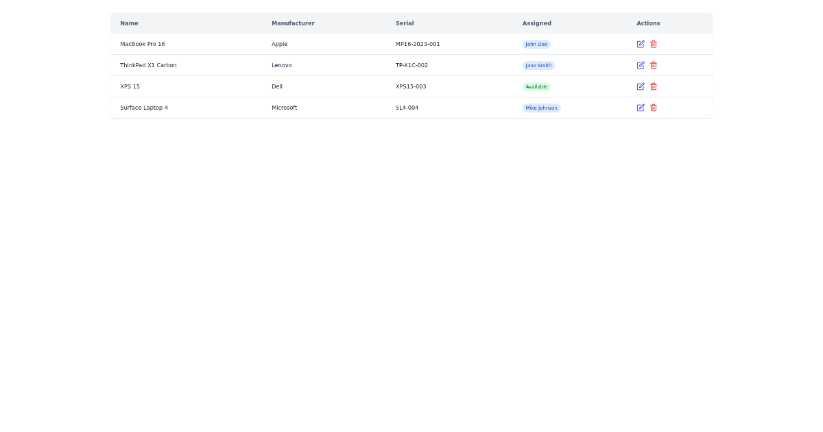 Laptop Details Table - Free React, Tailwind Component