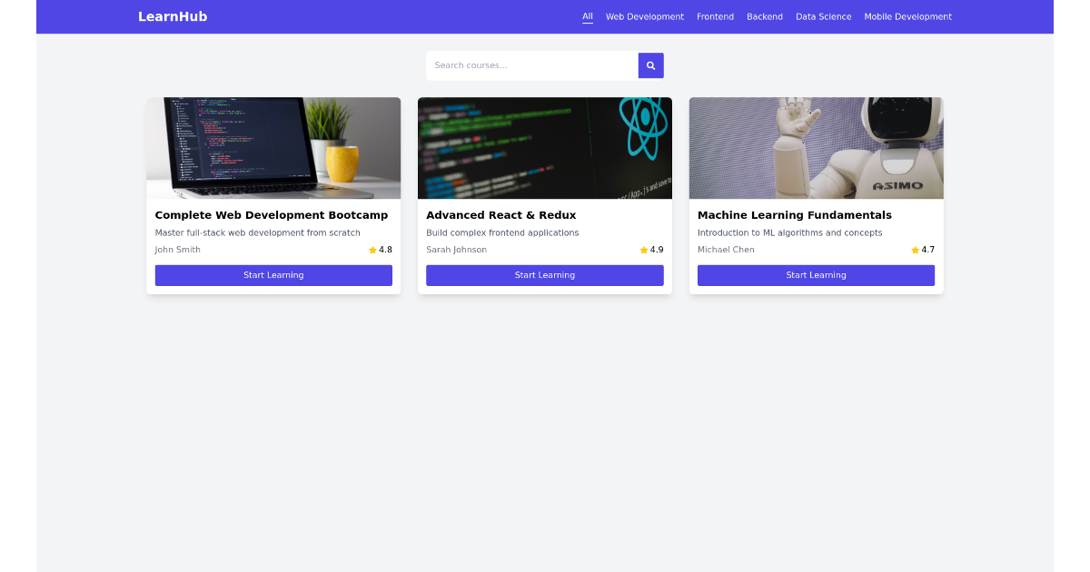 Learnin Course Website - React & Tailwind