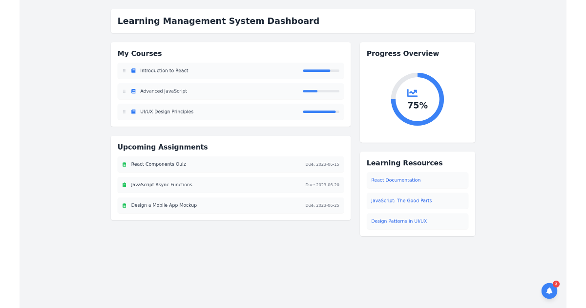 L M S Dashboard - Free React, Tailwind Component