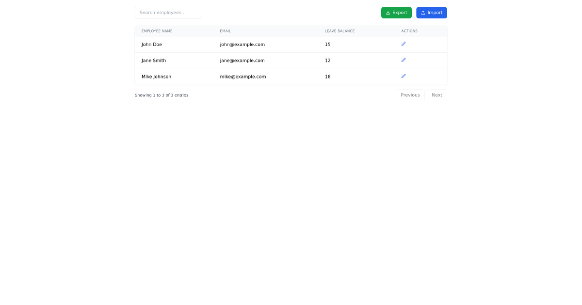 Leave Balance Table - Free React, Tailwind Component
